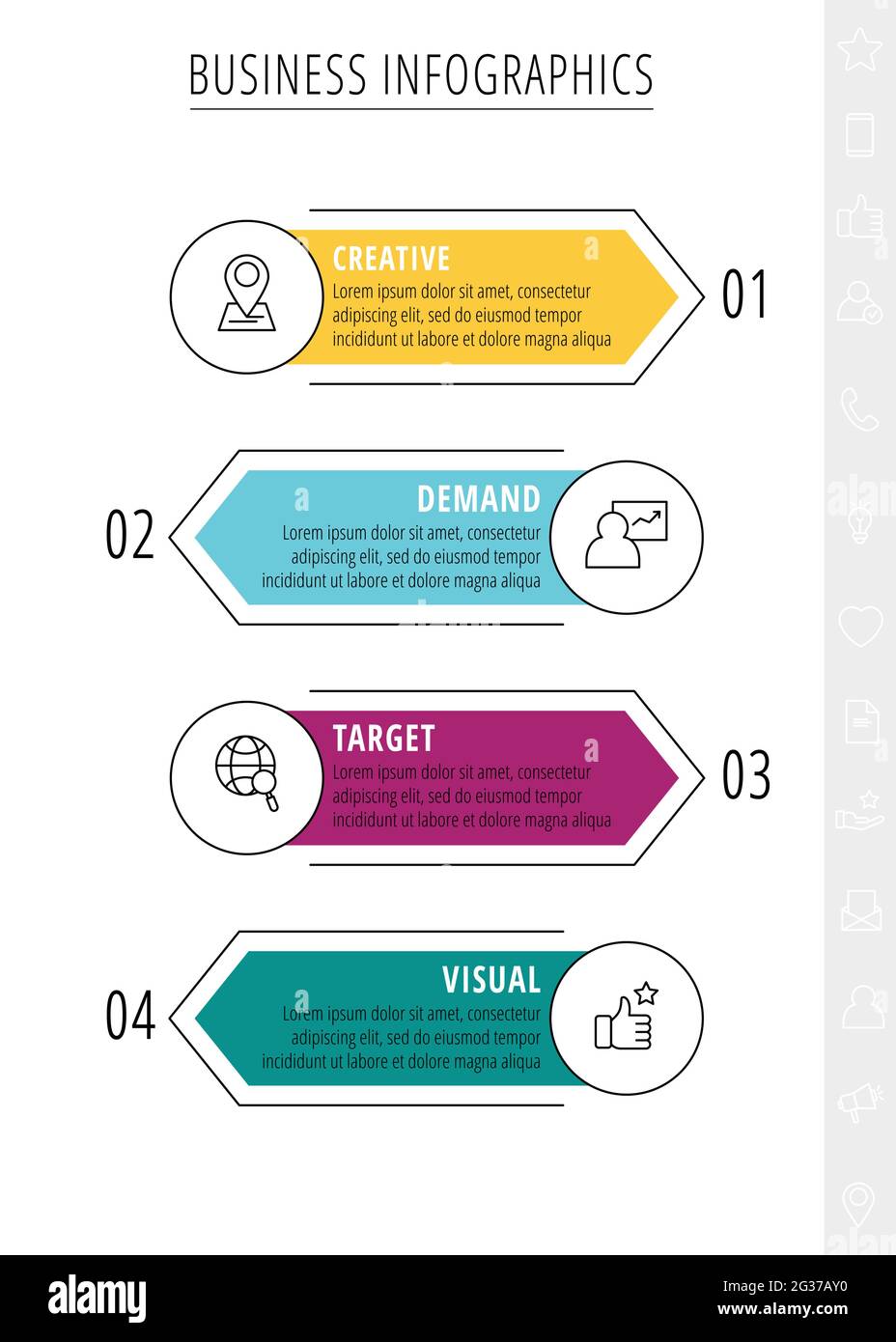 Minimal infographics circles. Line vector business concept of 4 steps ...