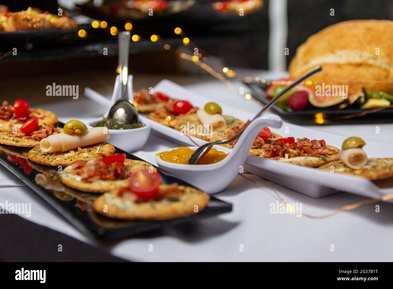 Elegant vegetarian food table for a ceremony Stock Photo - Alamy