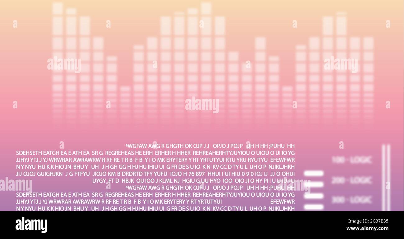 Digitally generated image of data processing pink and yellow gradient ...