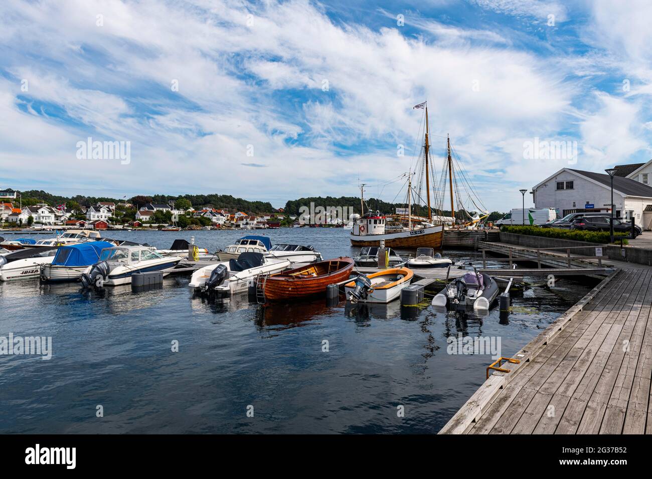 Harbour of the historic harbour town Grimstad, Norway Stock Photo - Alamy