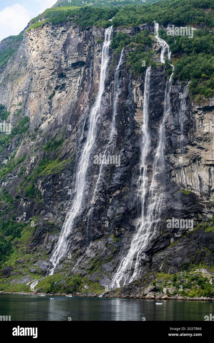 Waterfall in Geirangerfjord, Sunmore, Norway Stock Photo - Alamy