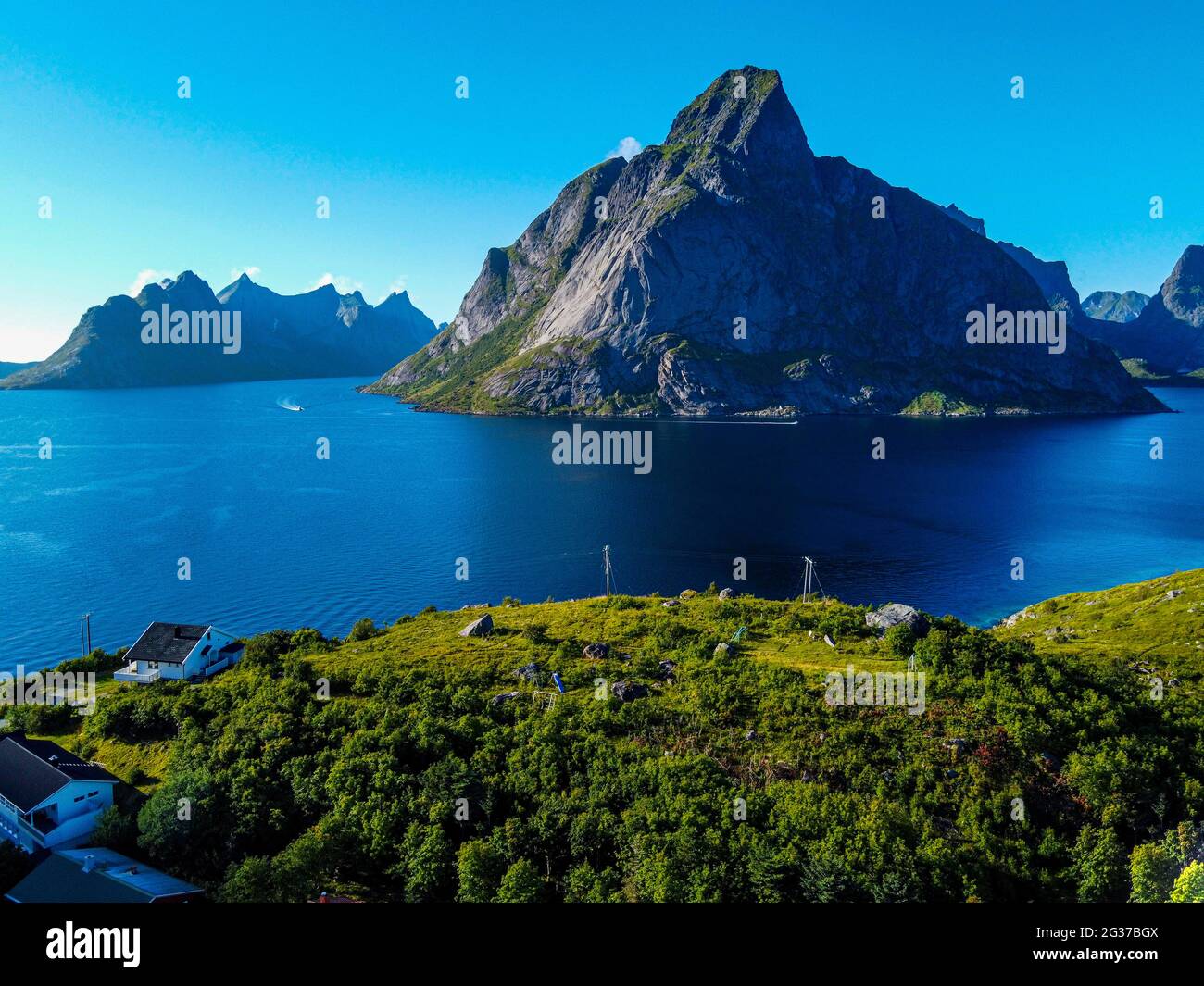 Aerial of Reine and Reinefjord, Lofoten, Norway Stock Photo - Alamy