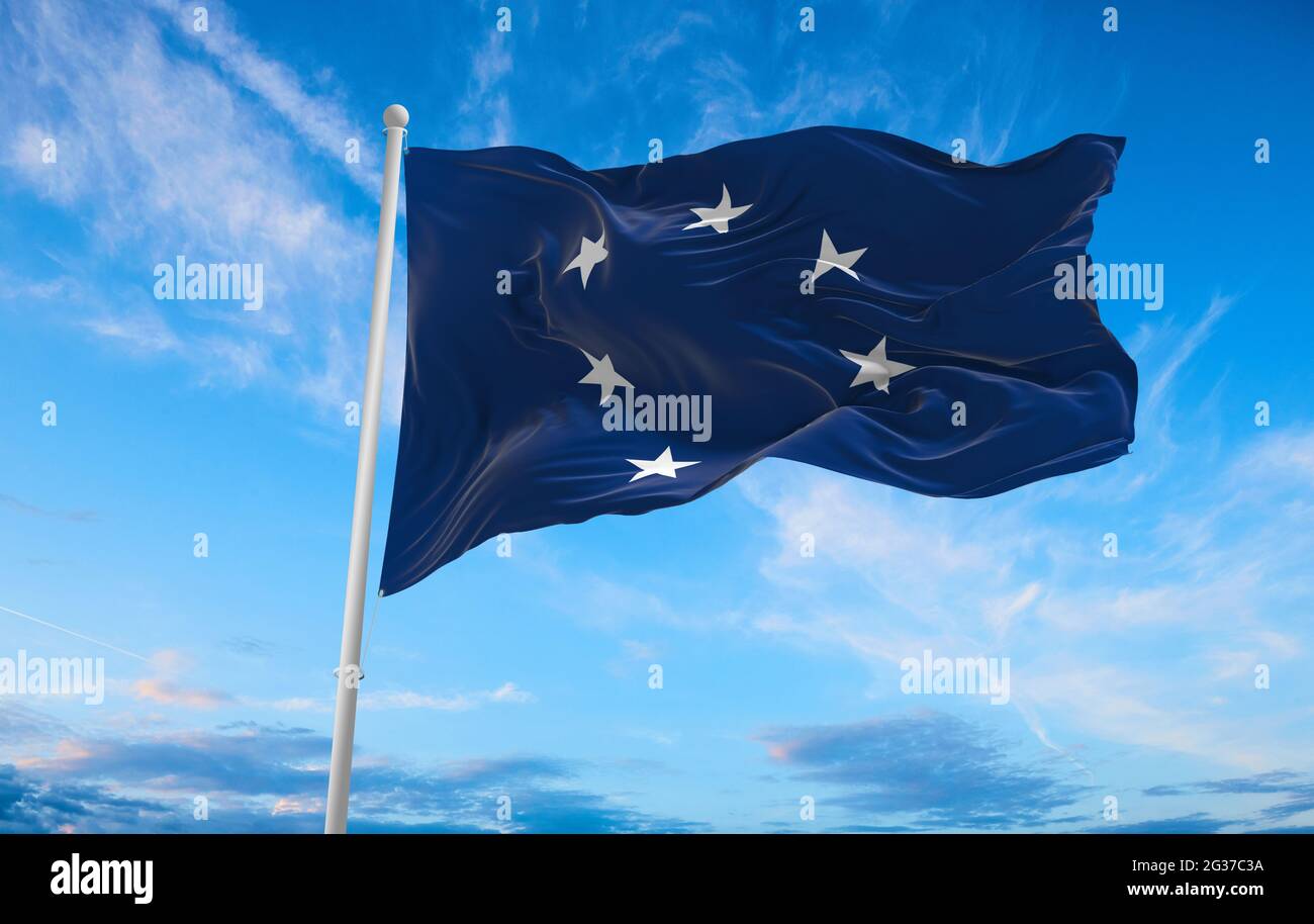 flag of Naval jack of the Confederate states of America at cloudy sky ...