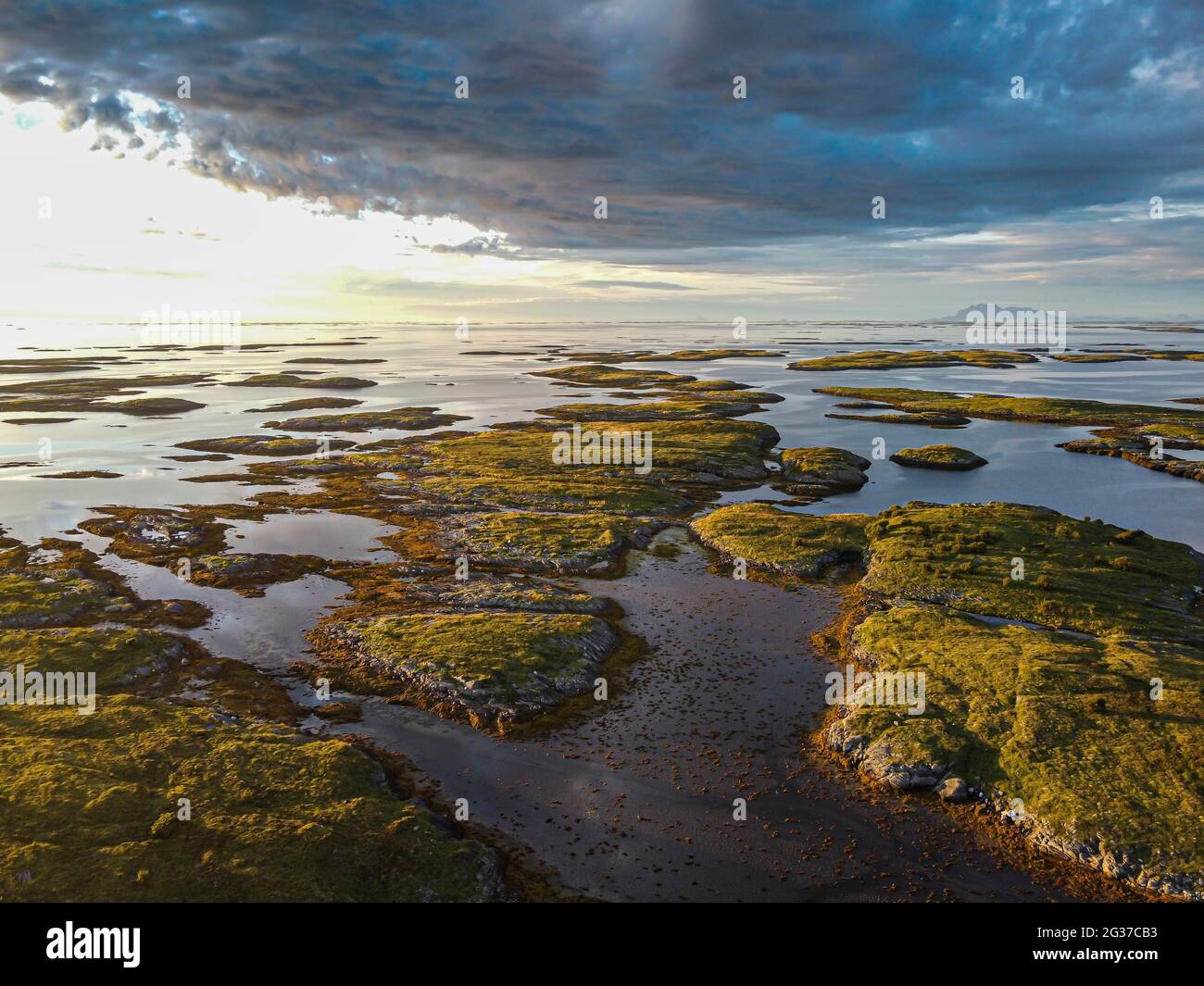 Aerial of the rugged coastline of the Unesco world heritage site at ...