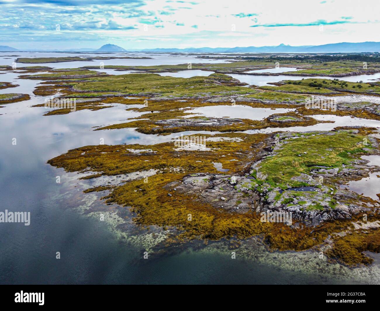 Aerial of the rugged coastline of the Unesco world heritage site, the ...