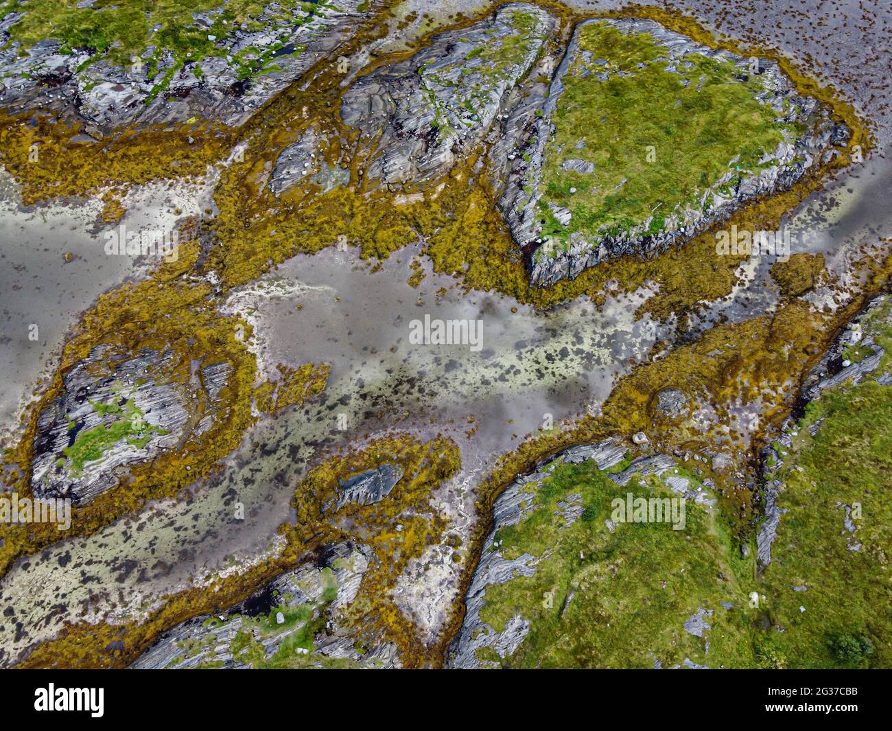 Aerial of the rugged coastline of the Unesco world heritage site, the ...