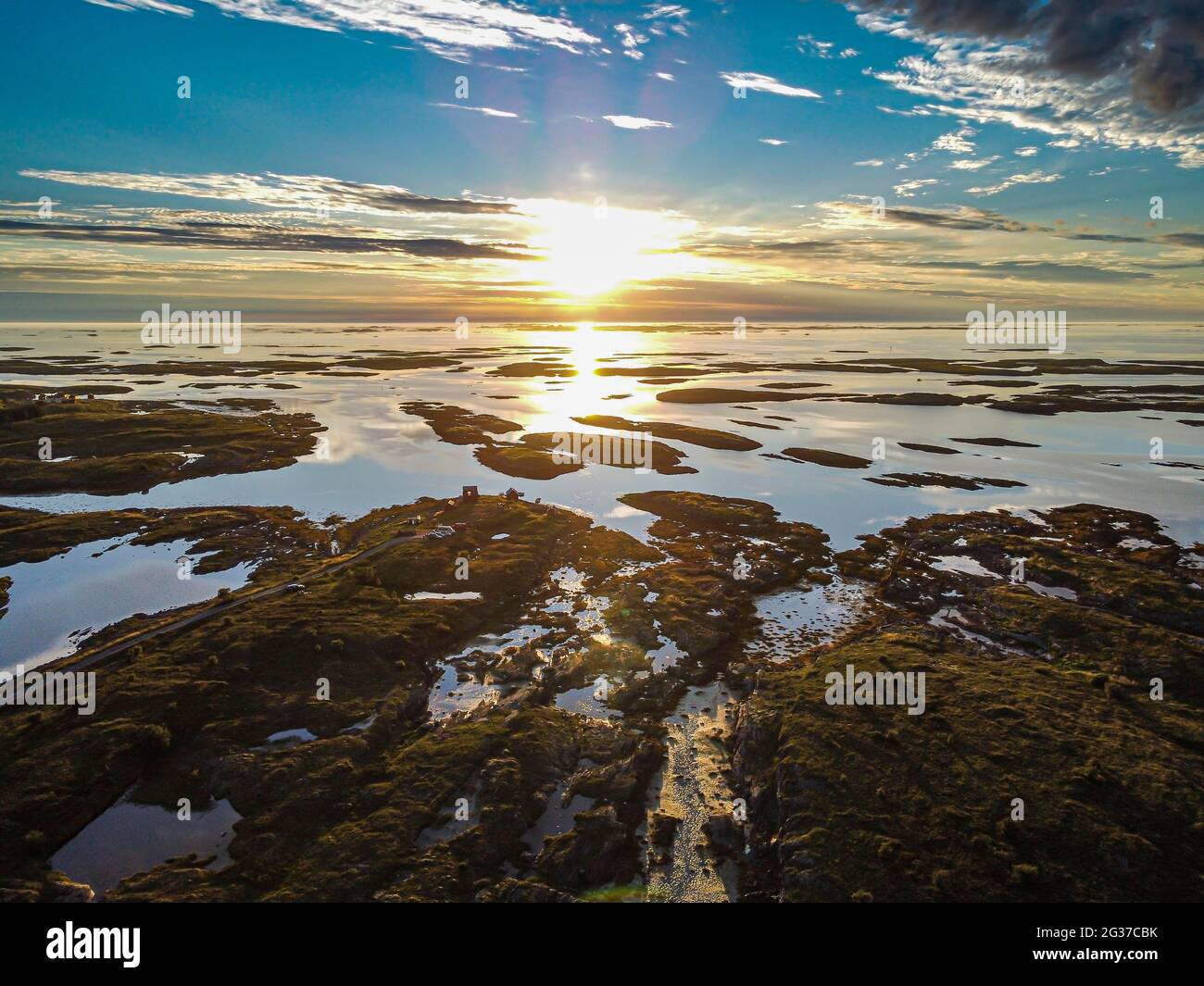 Aerial of the rugged coastline of the Unesco world heritage site at ...