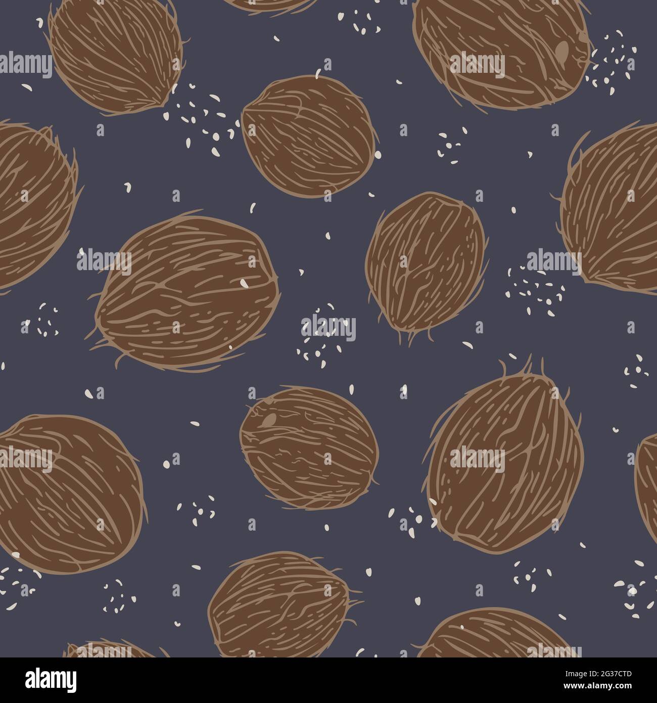Vector seamless pattern with coconuts and shredded coconut. Design on ...