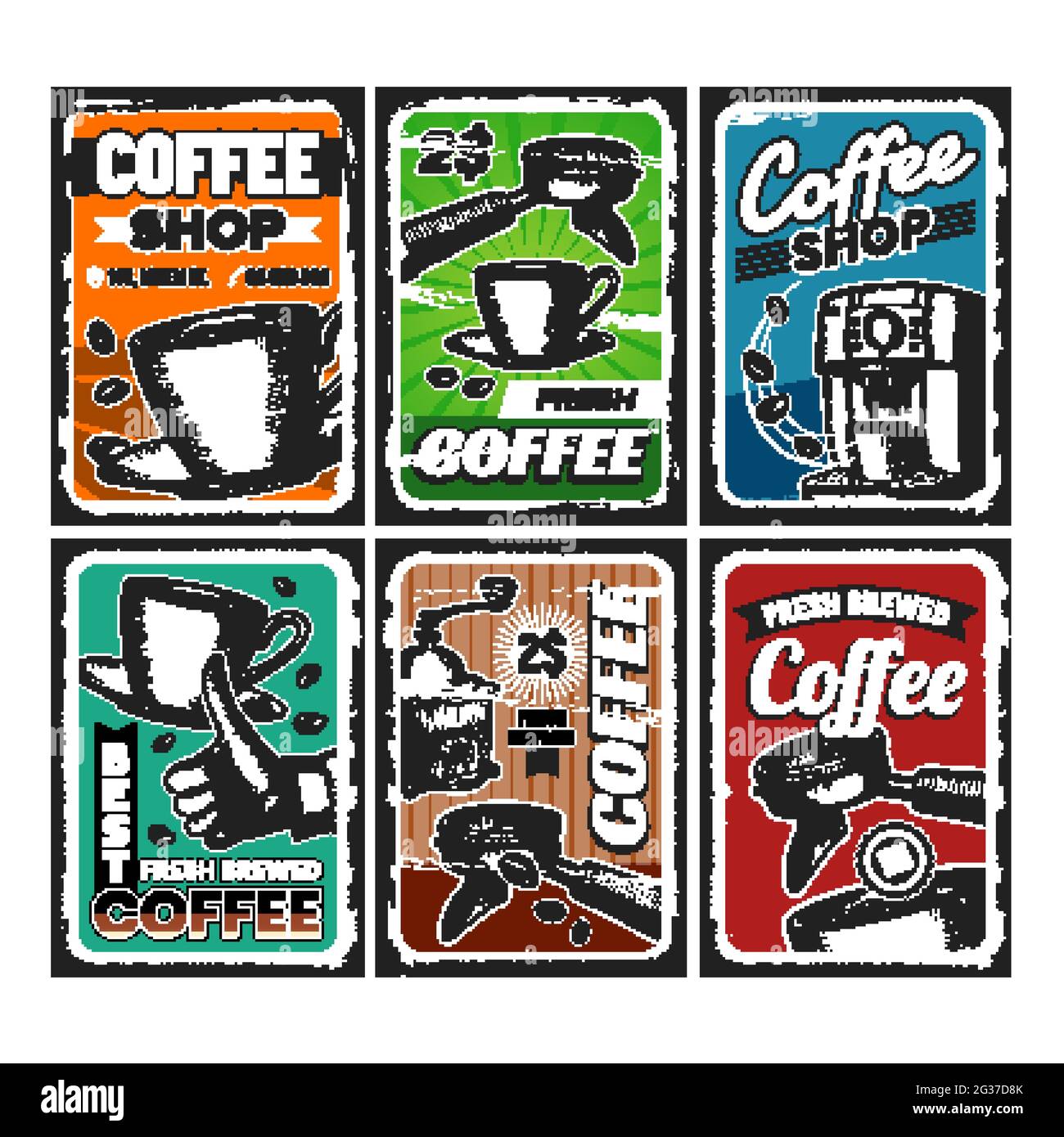 Coffee Shop Creative Advertise Posters Set Vector Stock Vector Image ...