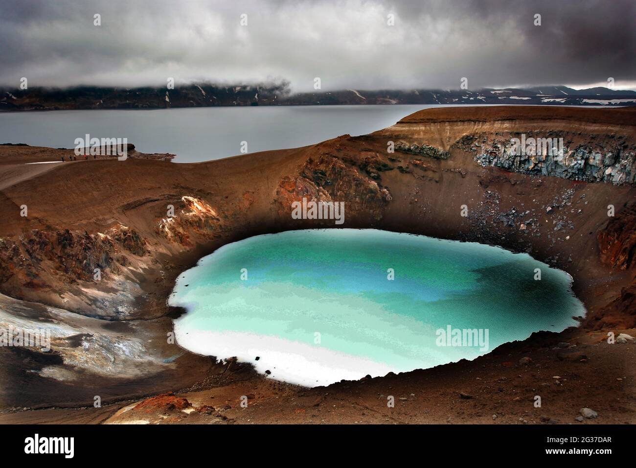 Crater Lakes, Askja Volcano, Highlands, Central Iceland, Iceland Stock ...