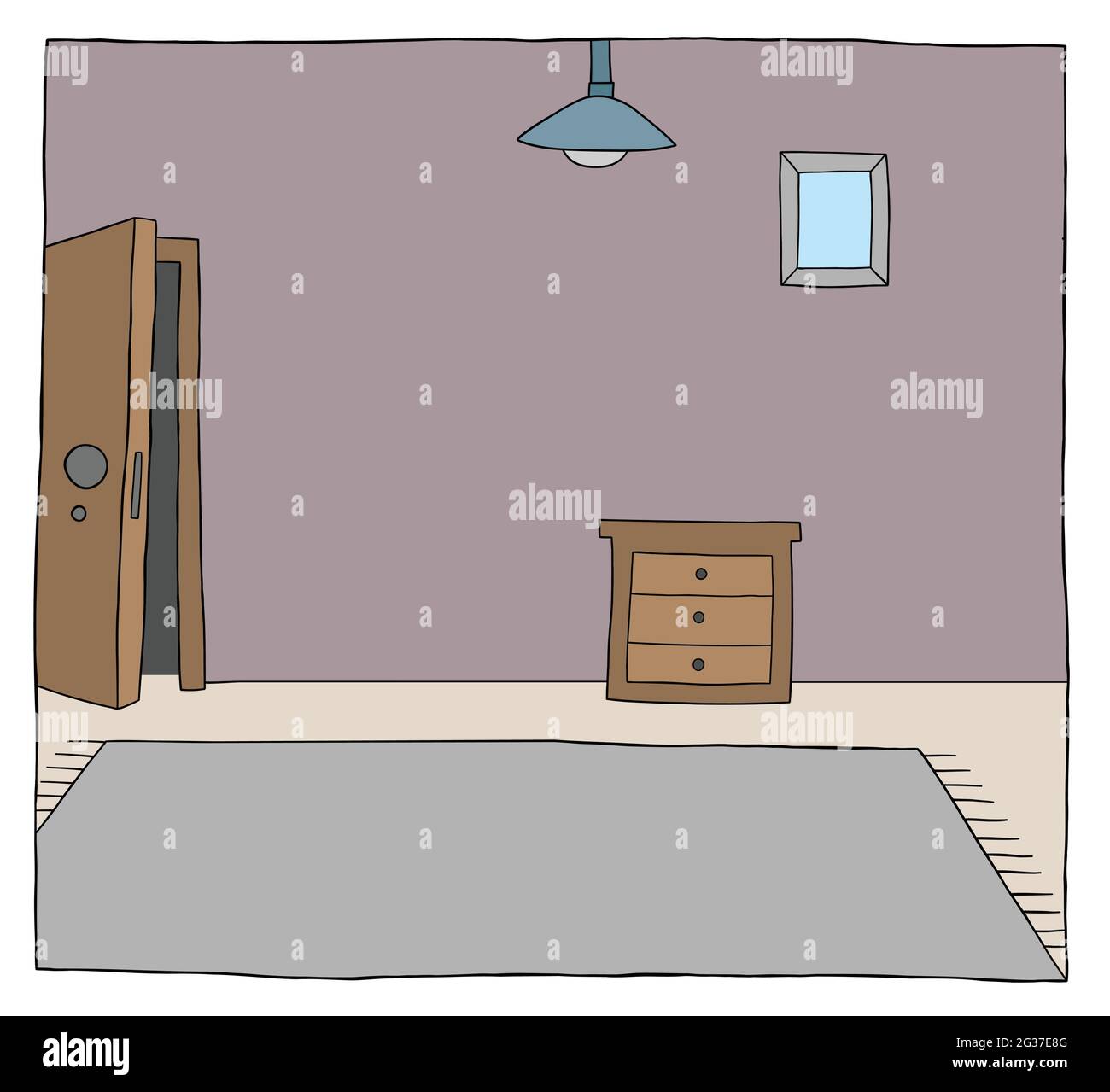Cartoon vector illustration of a room of the house. Colored and black ...