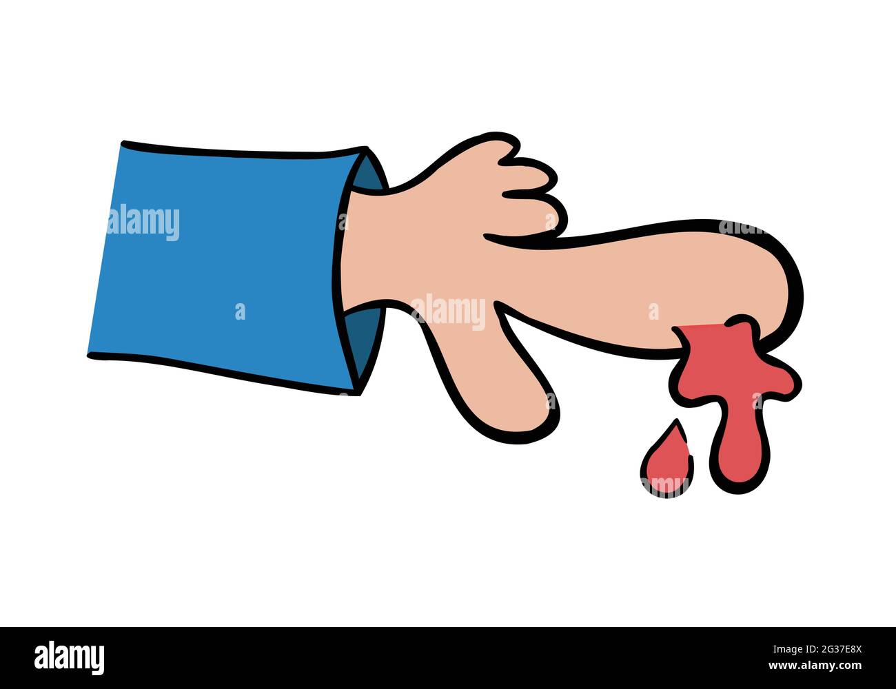 Cartoon vector illustration of bleeding finger. Colored and black ...