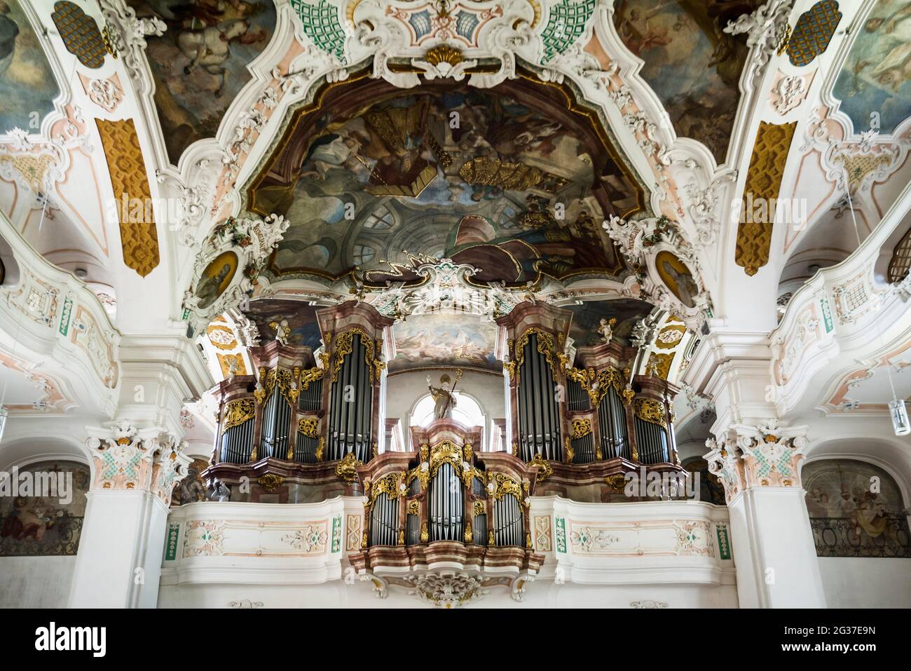 Interior view of the monastery church of St. Martin, Benedictine ...