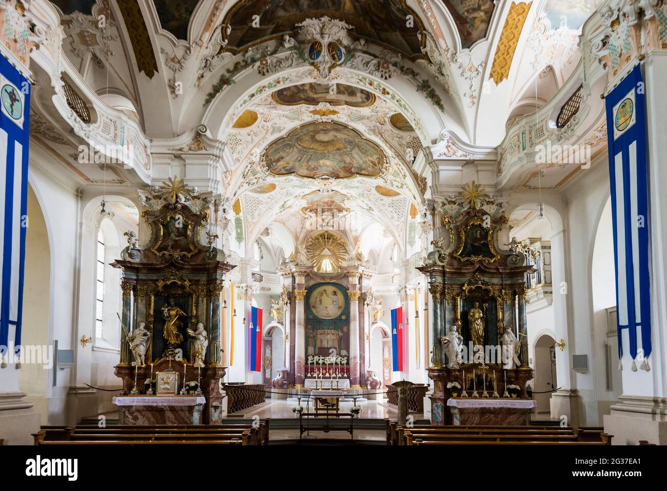 Interior view of the monastery church of St. Martin, Benedictine ...