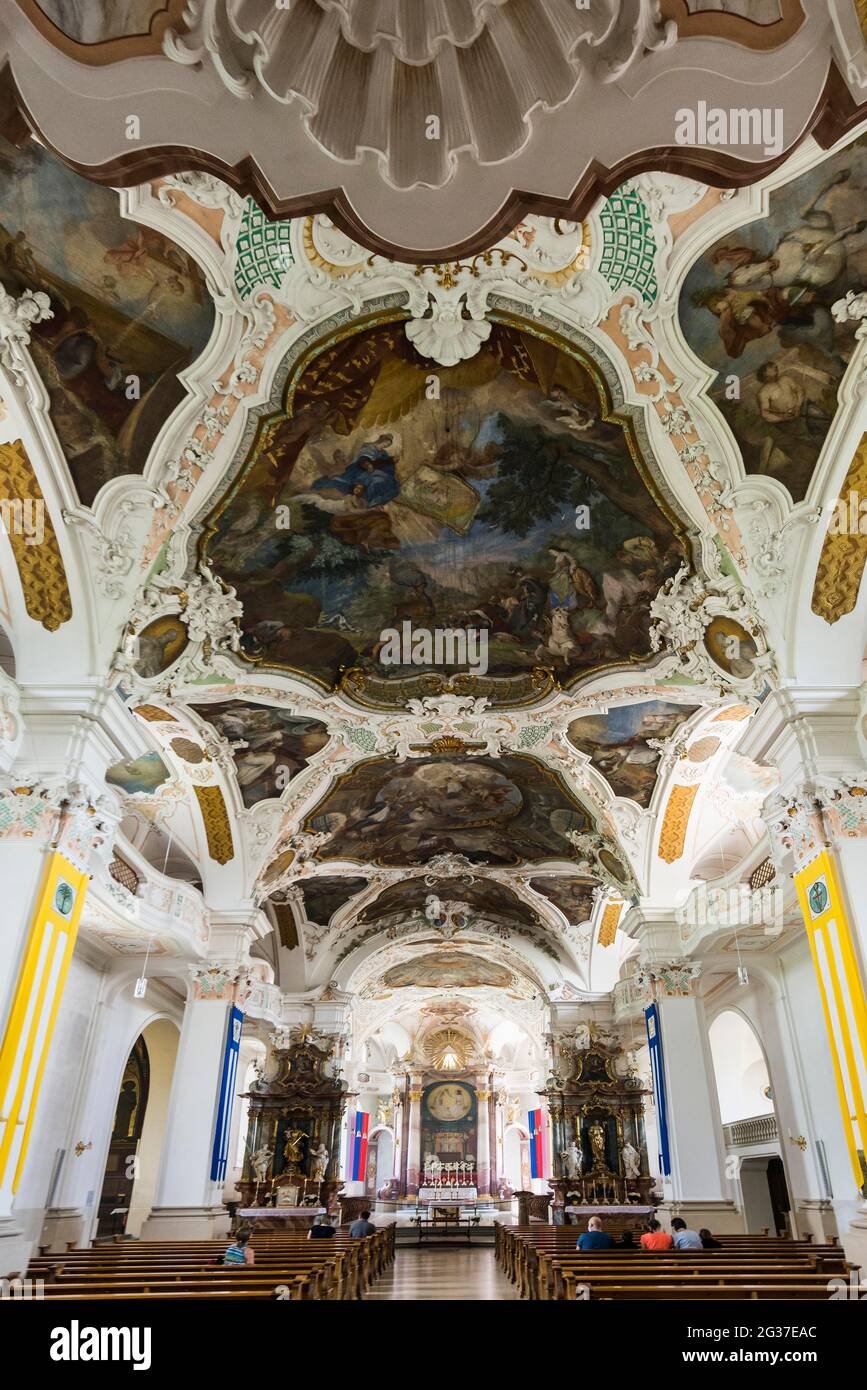 Interior view of the monastery church of St. Martin, Benedictine ...