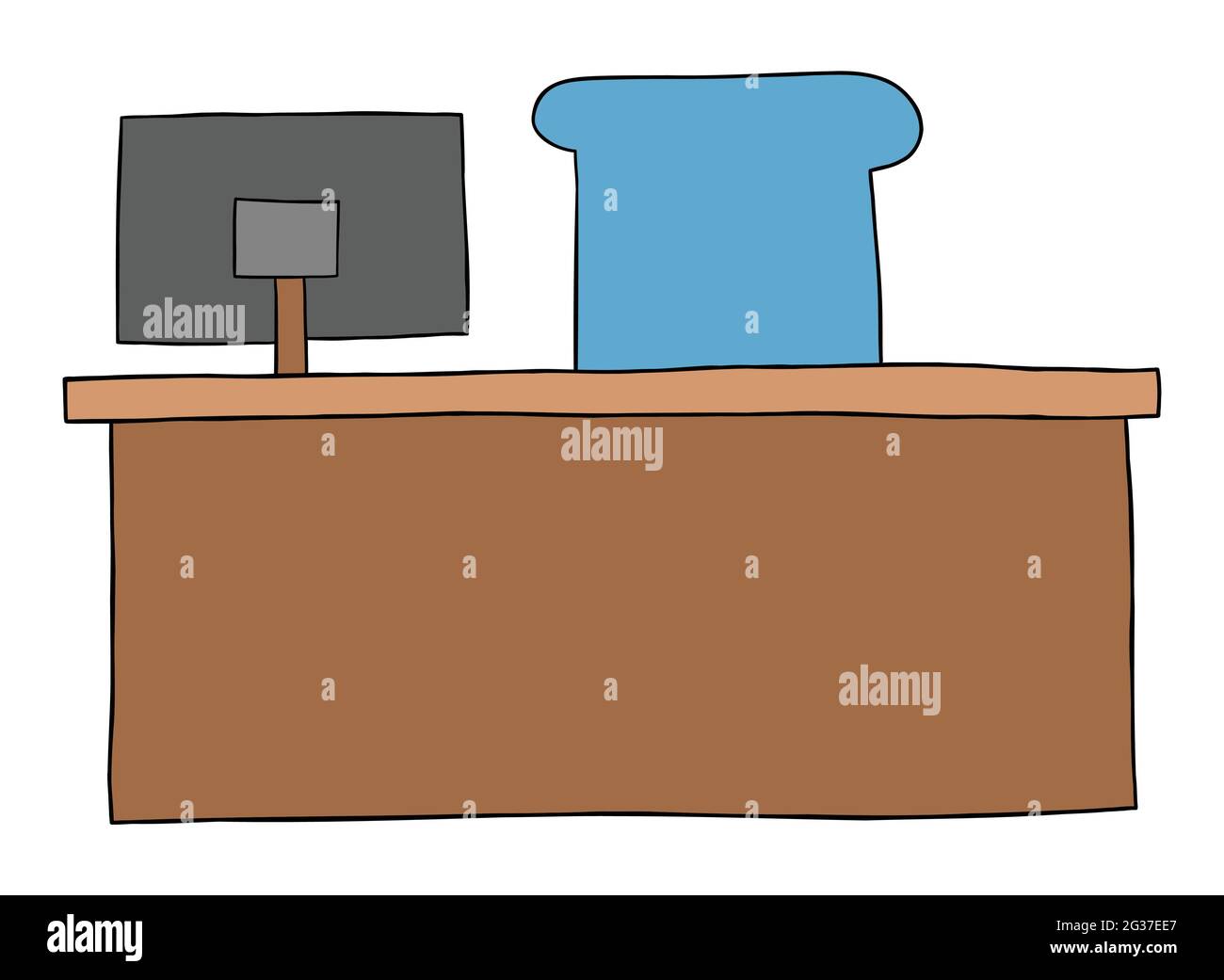 Cartoon vector illustration of office desk and computer. Colored and ...