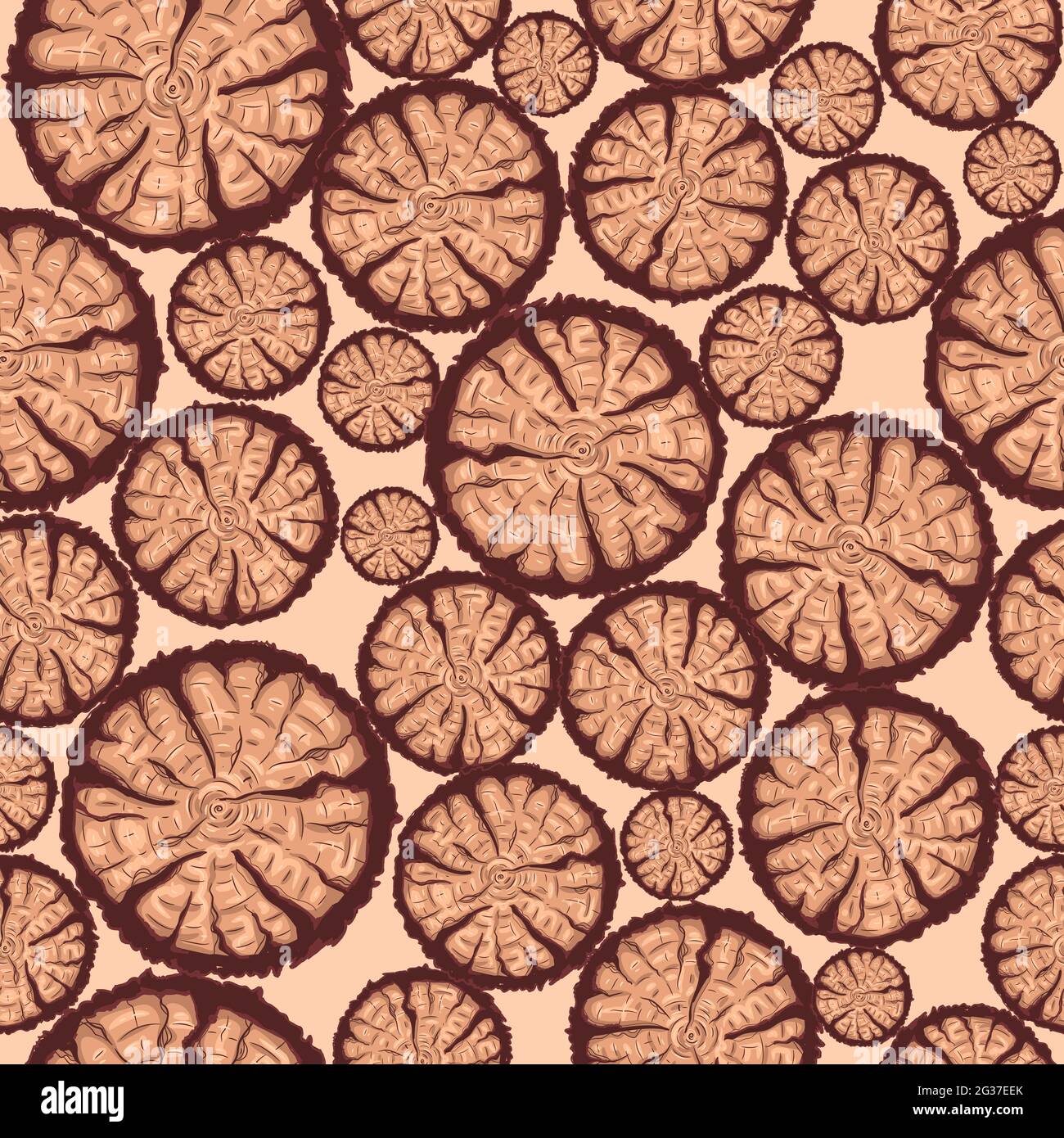 Brown seamless pattern with fuel woods and chopped logs. Forest ...