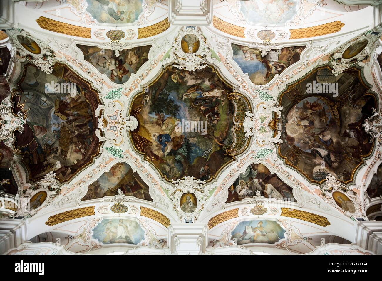 Interior view of the monastery church of St. Martin, Benedictine ...