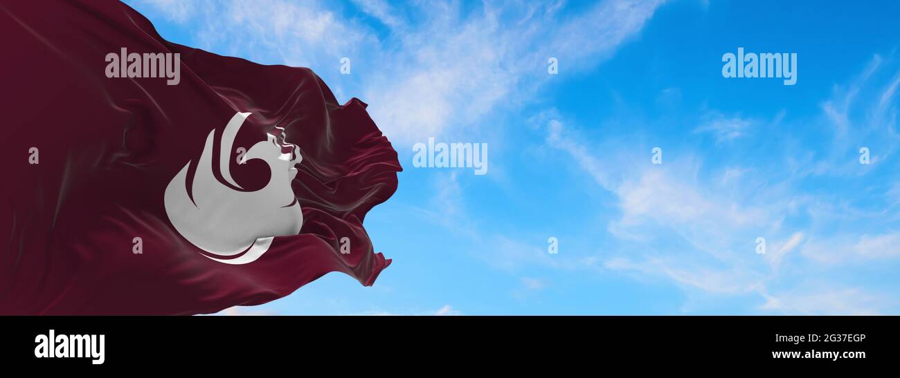 flag of Phoenix, Arizona at cloudy sky background on sunset, panoramic ...