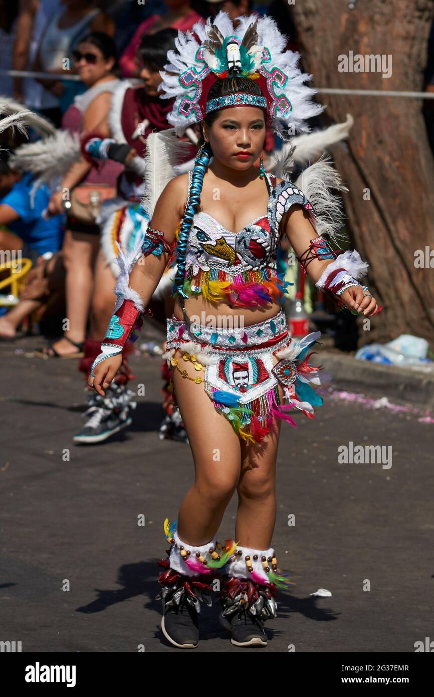 Tobas dancers in traditional Andean costume performing at the annual ...