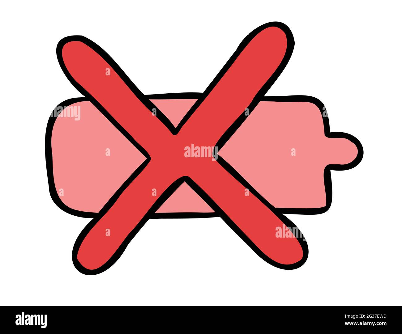 Cartoon vector illustration of dead battery. Colored and black outlines ...