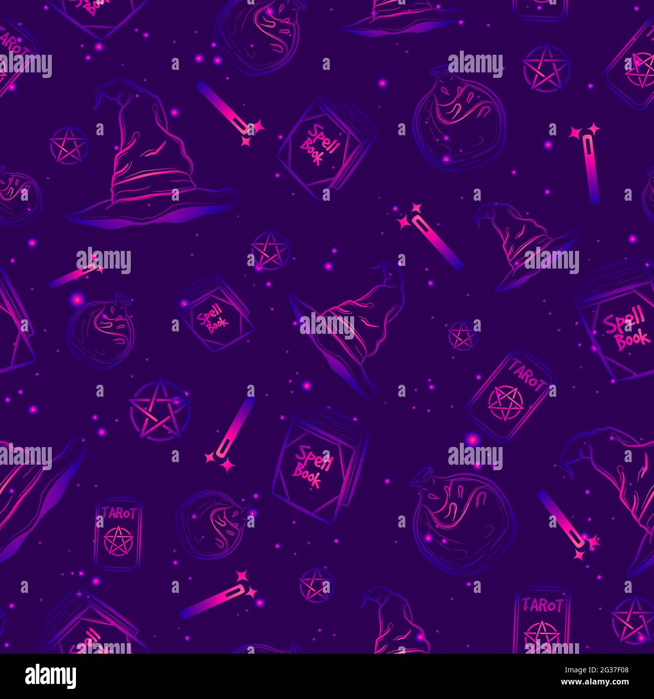 Violet seamless pattern with gradients and starry sky. Repeat ...