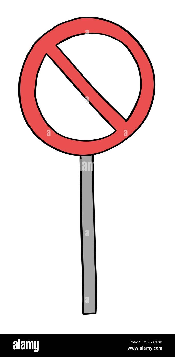 Cartoon vector illustration of forbidden sign. Colored and black ...