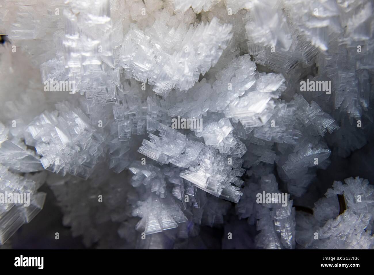 Ice crystalls close up in the underground permafrost tunnelsin the ...