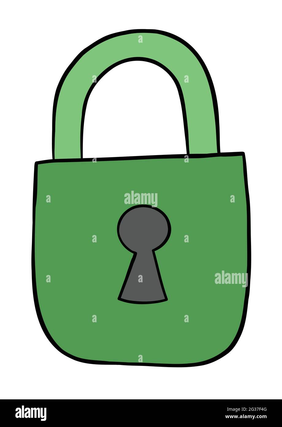 Cartoon vector illustration of closed padlock. Colored and black ...