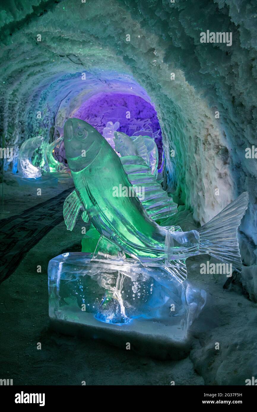 Colourful ice sculptures in the Permafrost kingdom, Yakutsk, Sakha ...