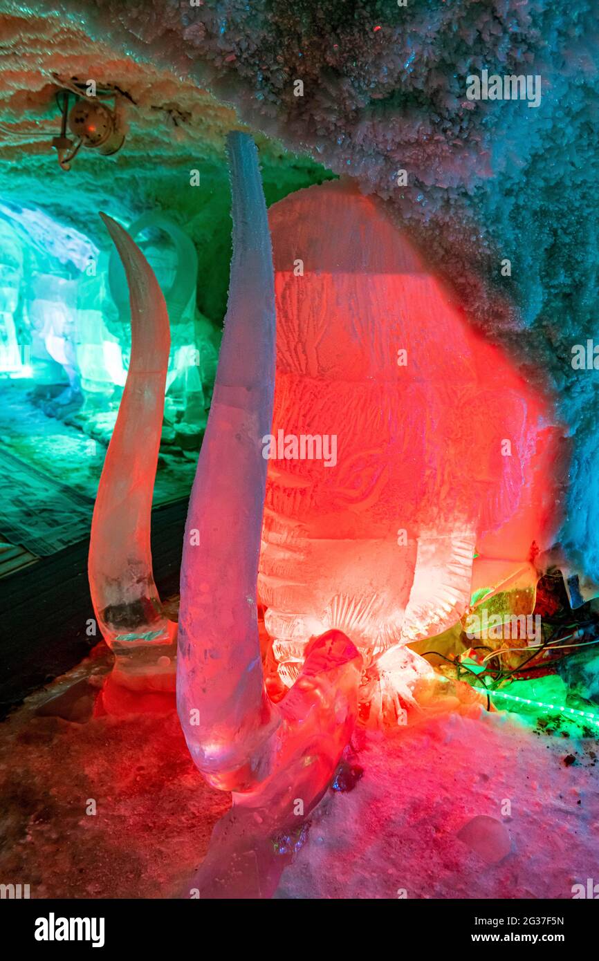 Colourful ice sculptures in the Permafrost kingdom, Yakutsk, Sakha ...