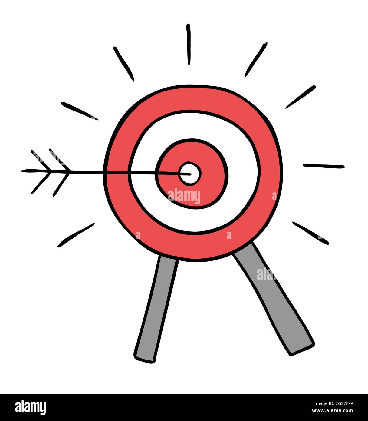 Cartoon vector illustration of bulls eye and dart hit the target ...