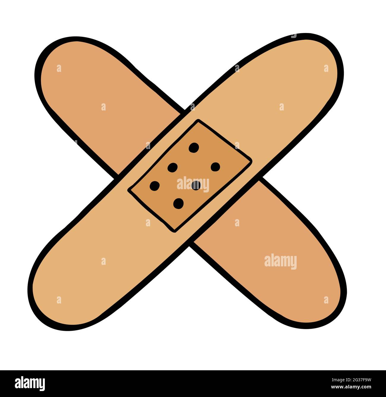 Cartoon vector illustration of two crossed adhesive patches. Colored ...