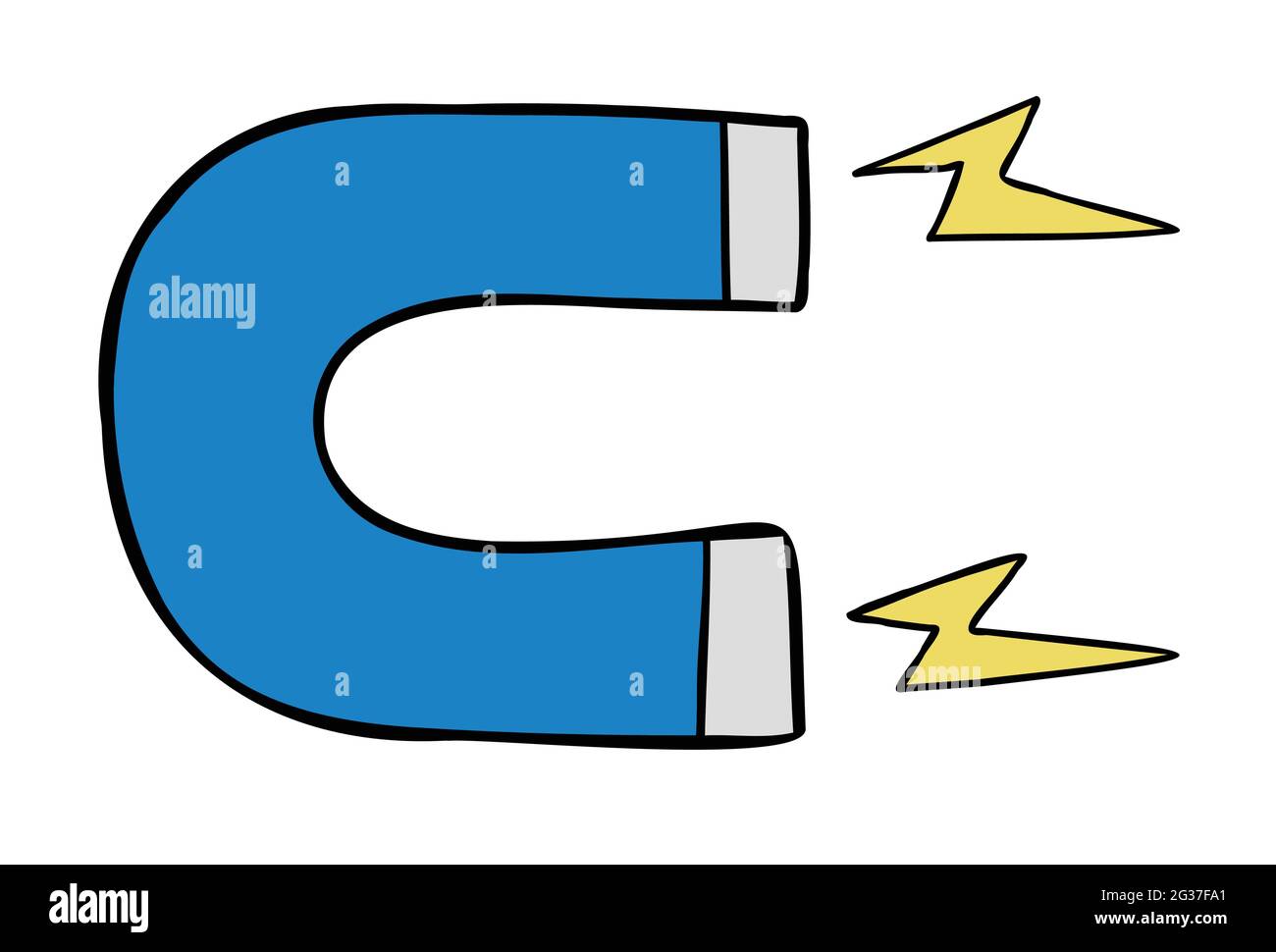 Cartoon vector illustration of magnet attracting. Colored and black ...