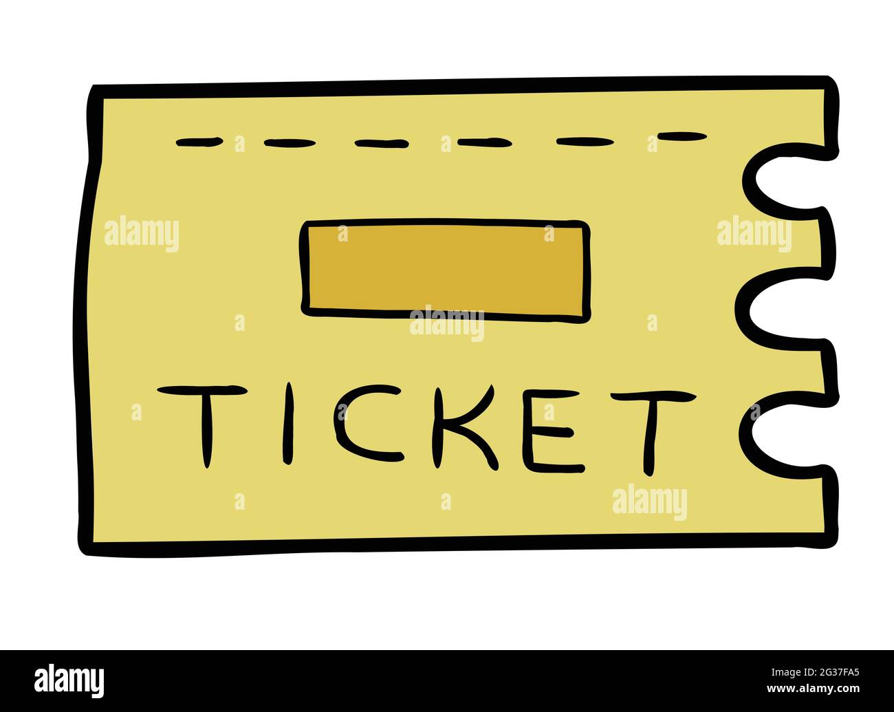 Cartoon vector illustration of ticket. Colored and black outlines Stock ...