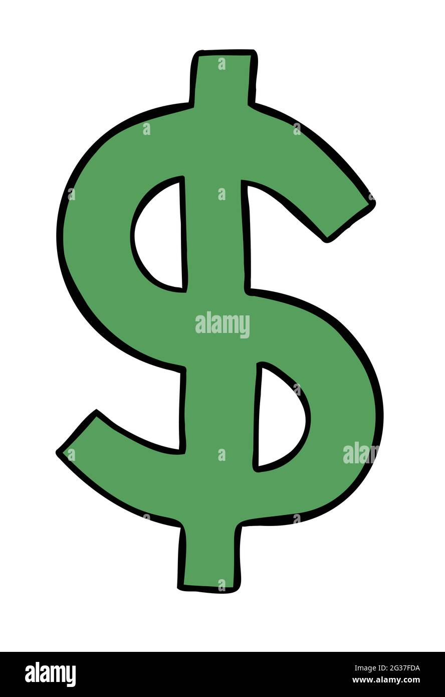 Cartoon vector illustration of dollar money symbol. Colored and black ...