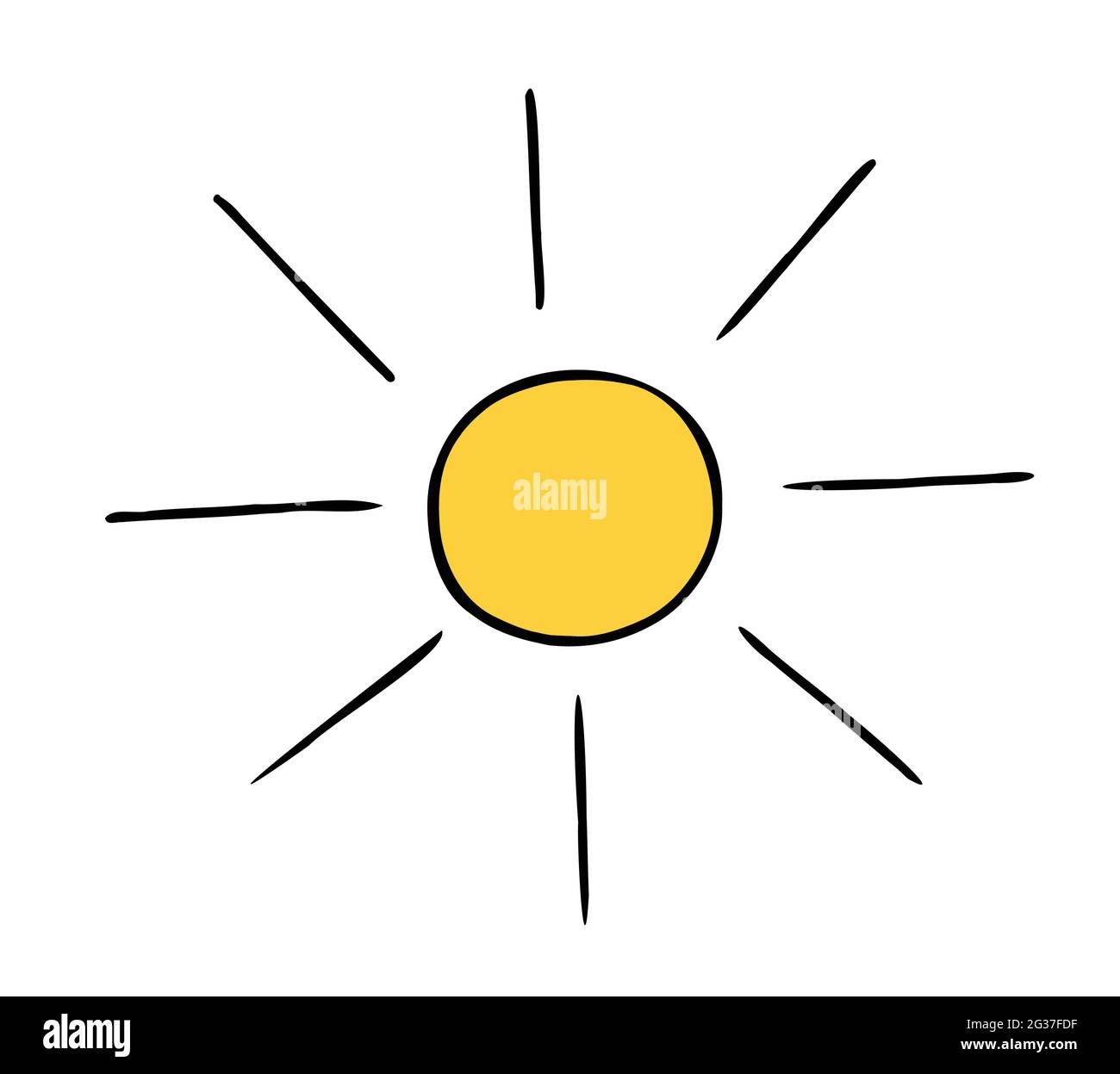Cartoon vector illustration of sun, sunny weather. Colored and black ...