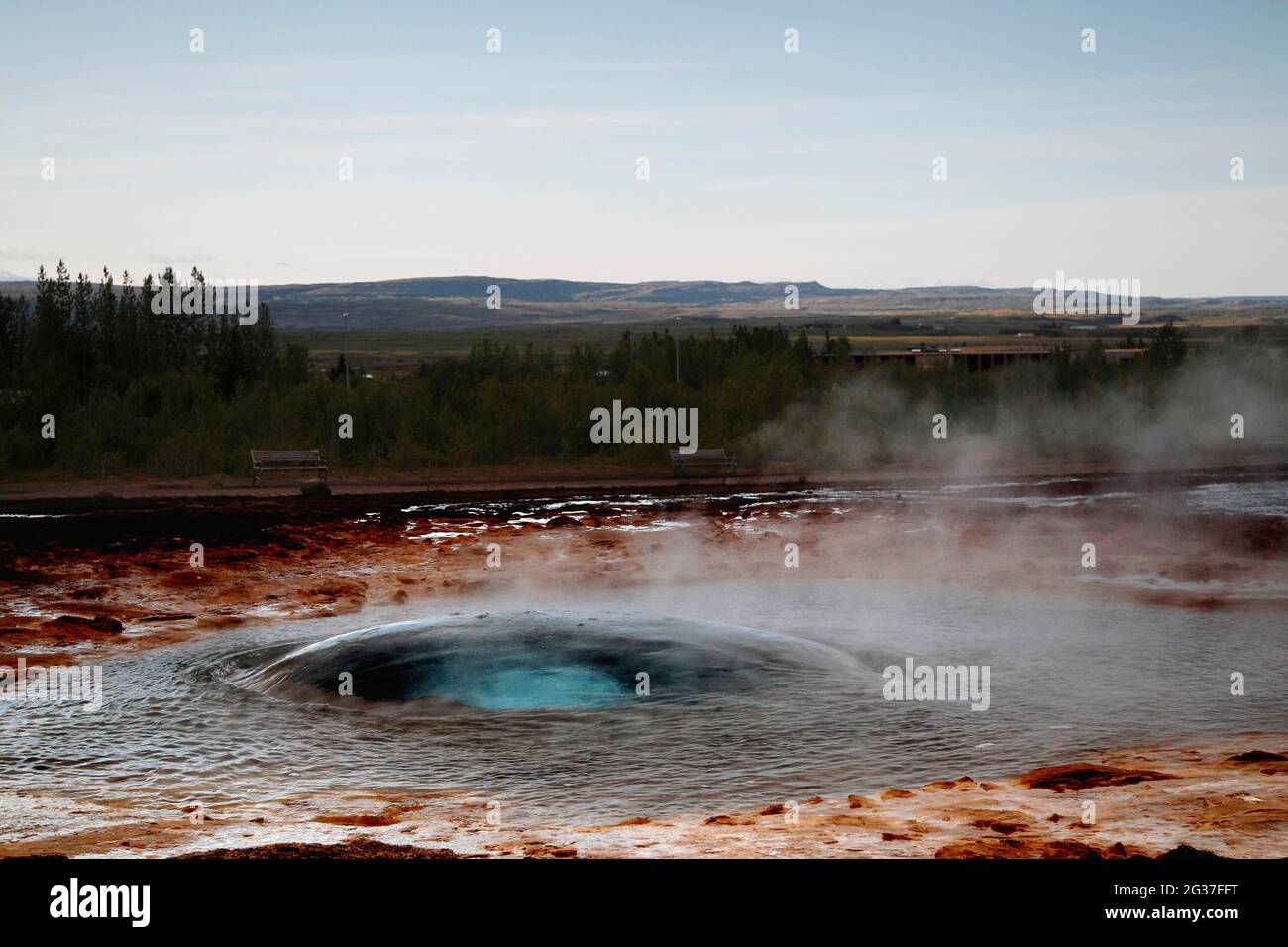 Geyser, hot spring, eruption, bubble, Strokkur, Haukadalur, geothermal ...