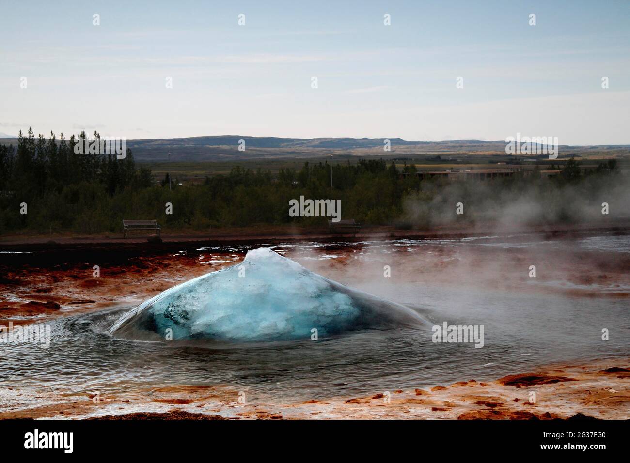 Geyser, hot spring, eruption, bubble, eruption, Strokkur, Haukadalur ...