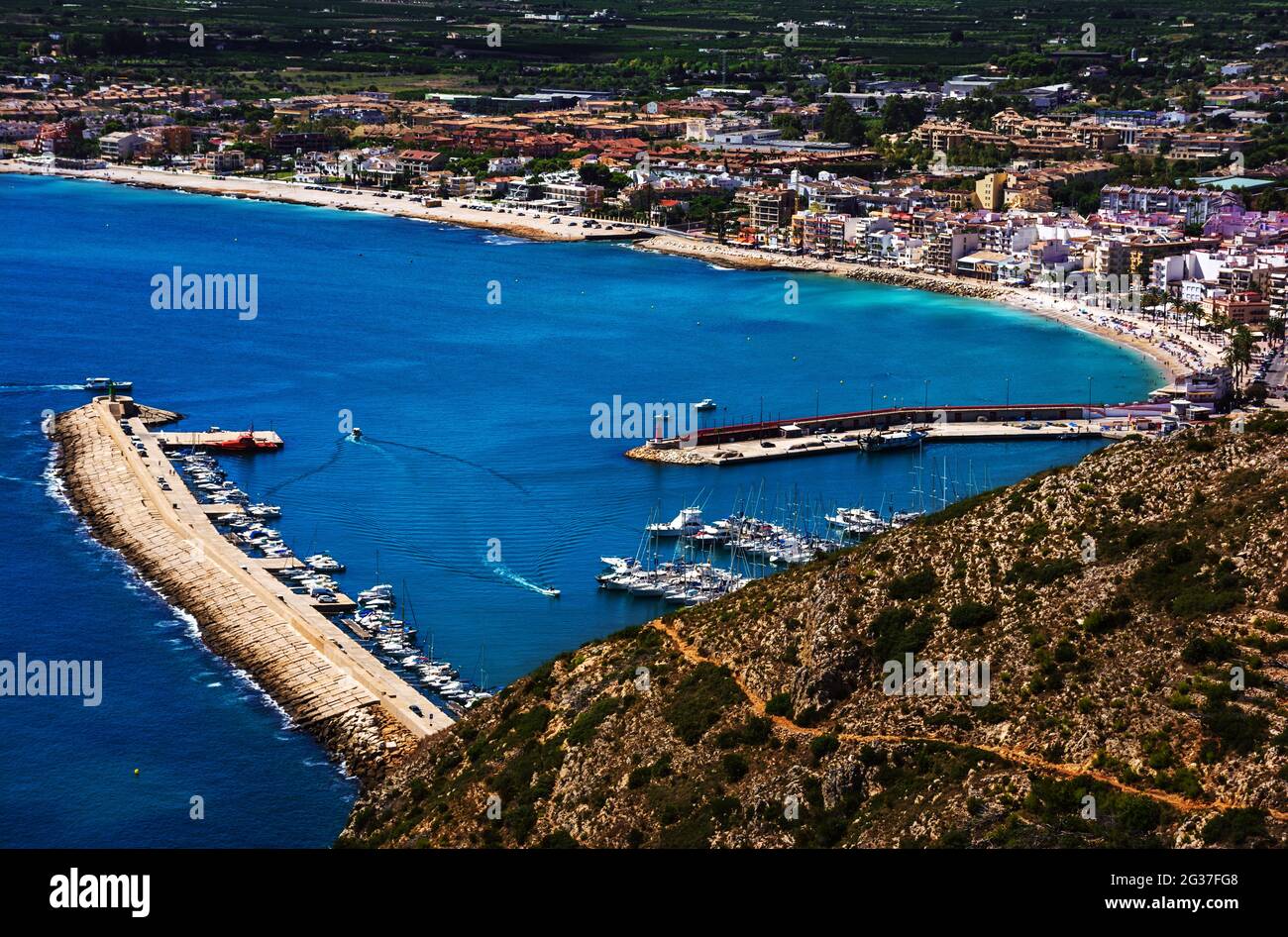 JAVEA, SPAIN - May 14, 2021: PANORAMIC VIEW OF THE PORT OF JAVEA FROM ...