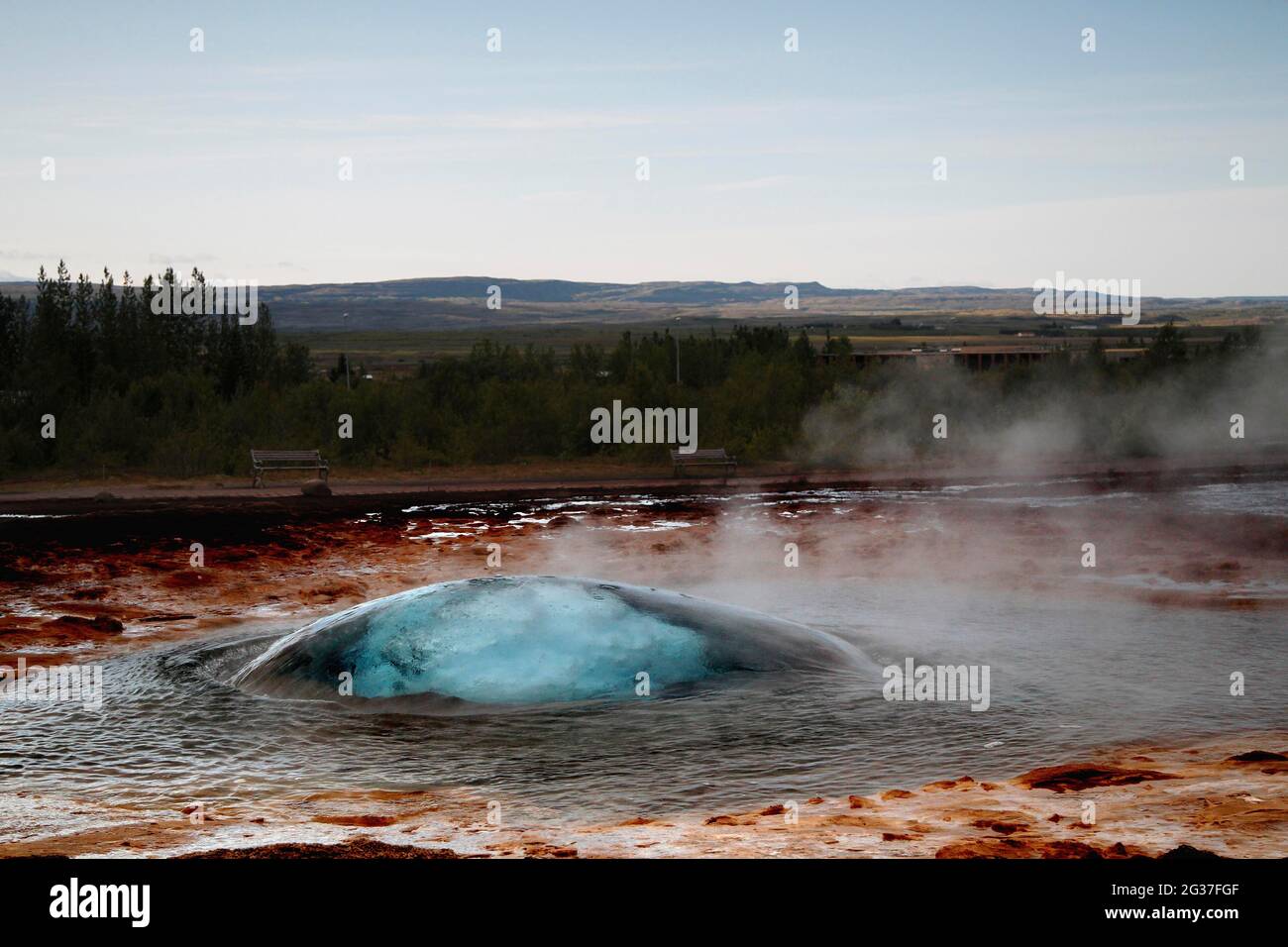 Geyser, hot spring, eruption, bubble, eruption, Strokkur, Haukadalur ...