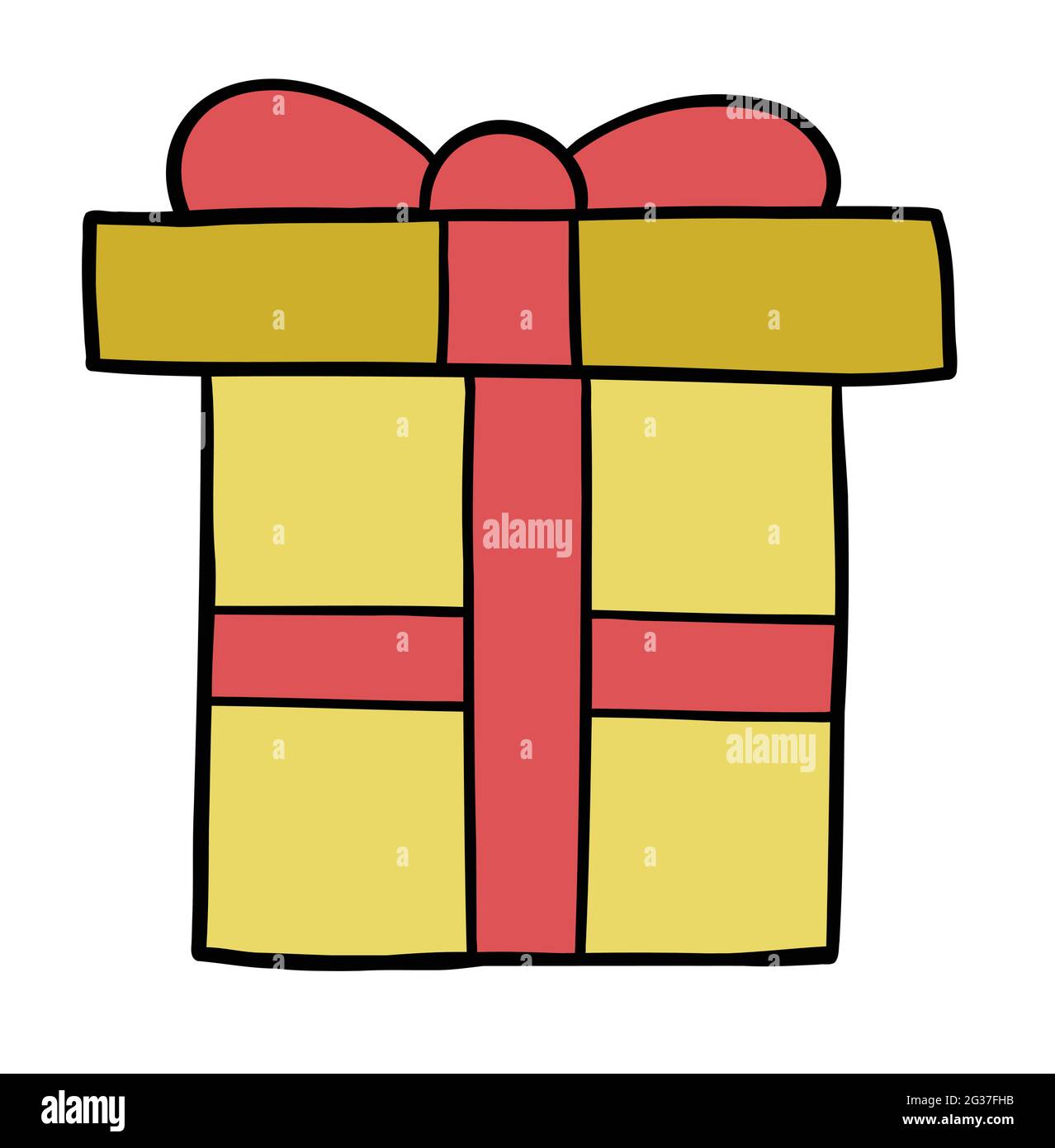 Cartoon vector illustration of gift box. Colored and black outlines ...