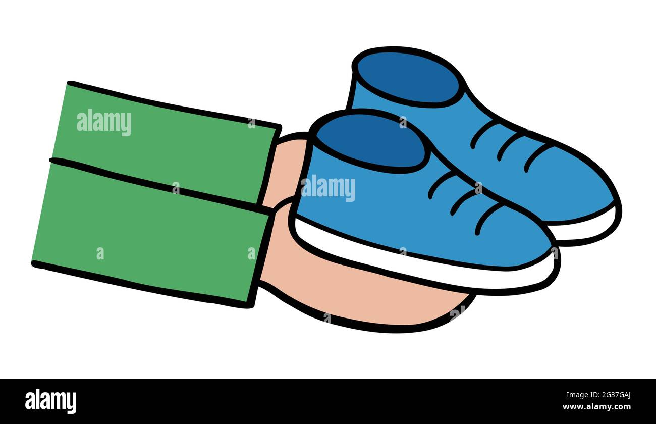 Cartoon vector illustration of gift new shoes. Colored and black ...