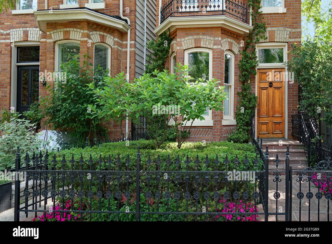 small urban front garden typical of older neighborhoods with Victorian ...
