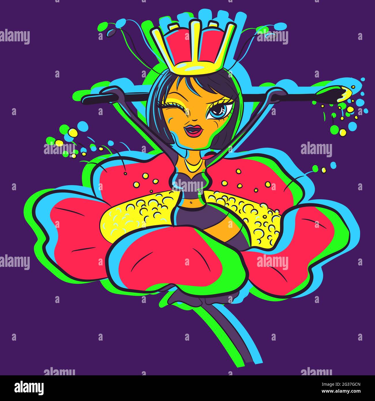 A bee pollinating a flower Stock Vector Images - Alamy