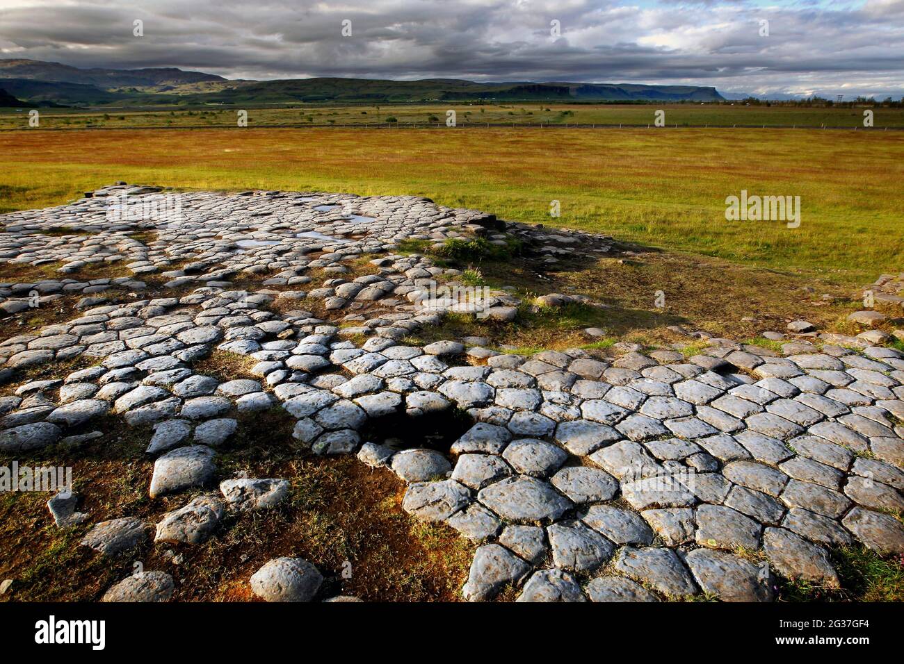 Column baslat, Kirkjugolf, church floor, basalt columns standing ...