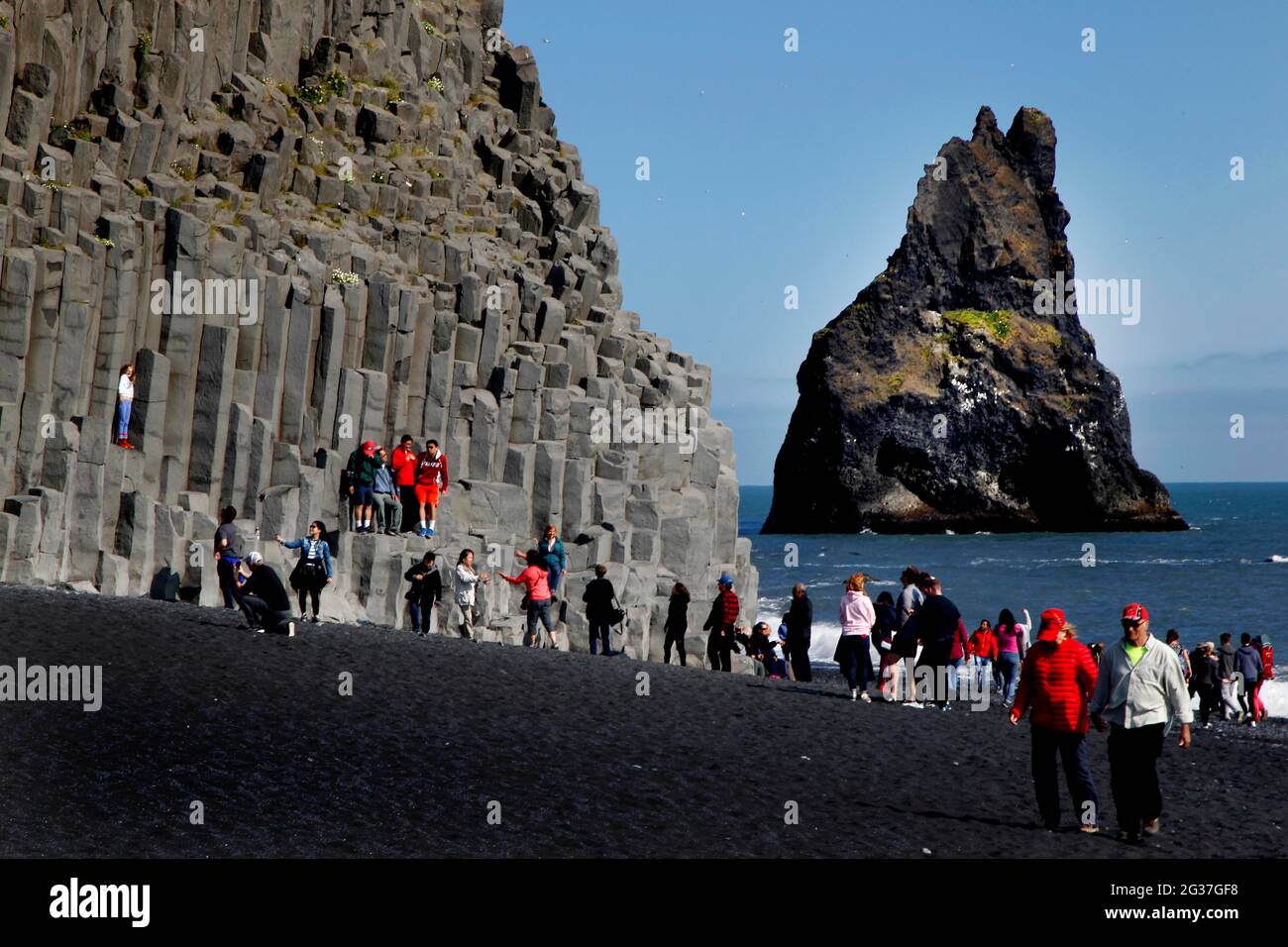 Black beach, lava sand, columnar basalt, basalt columnar rocks, rock ...