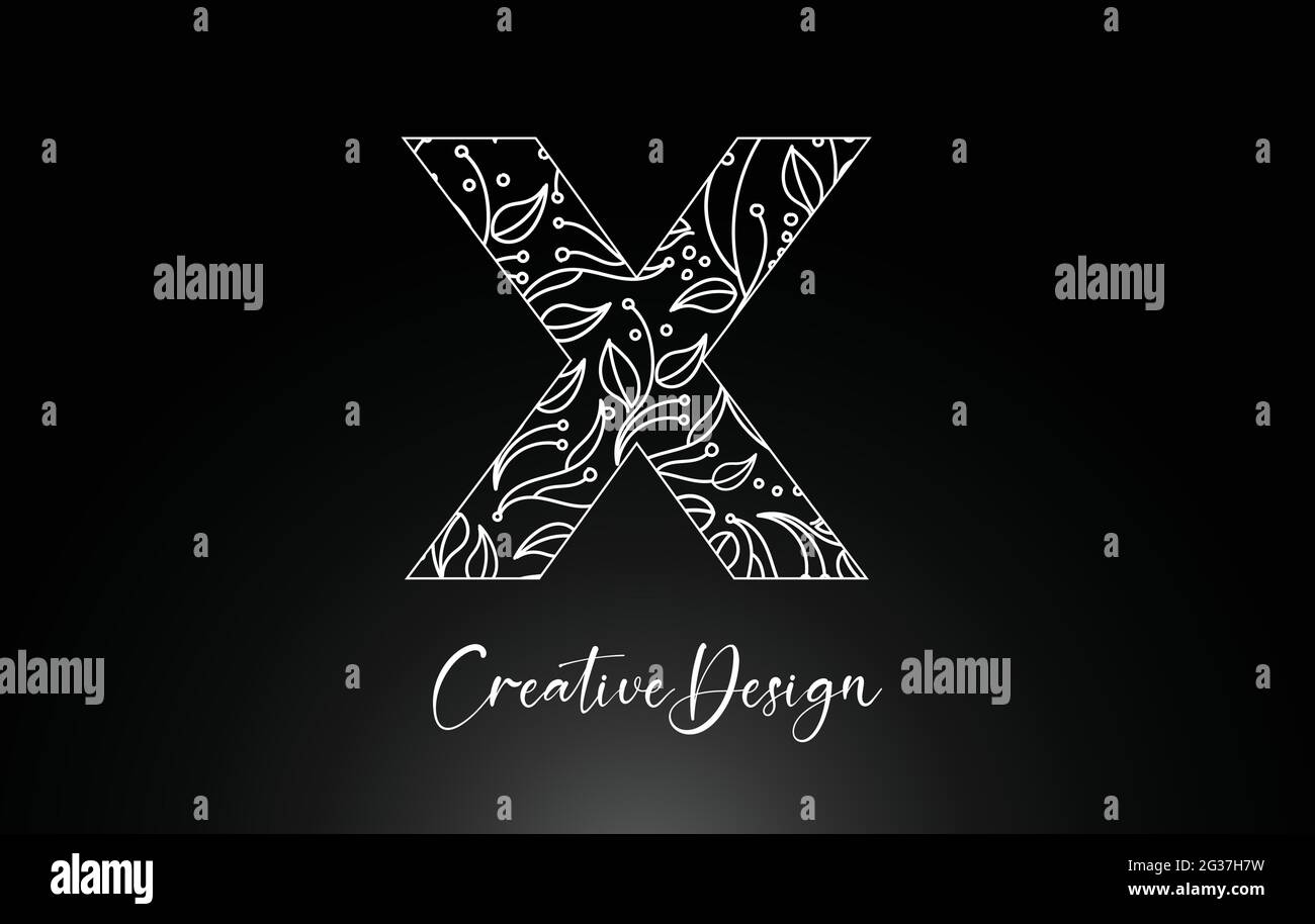 Elegant Letter X Logo made of Flowers with Leafs and Floral Pattern ...