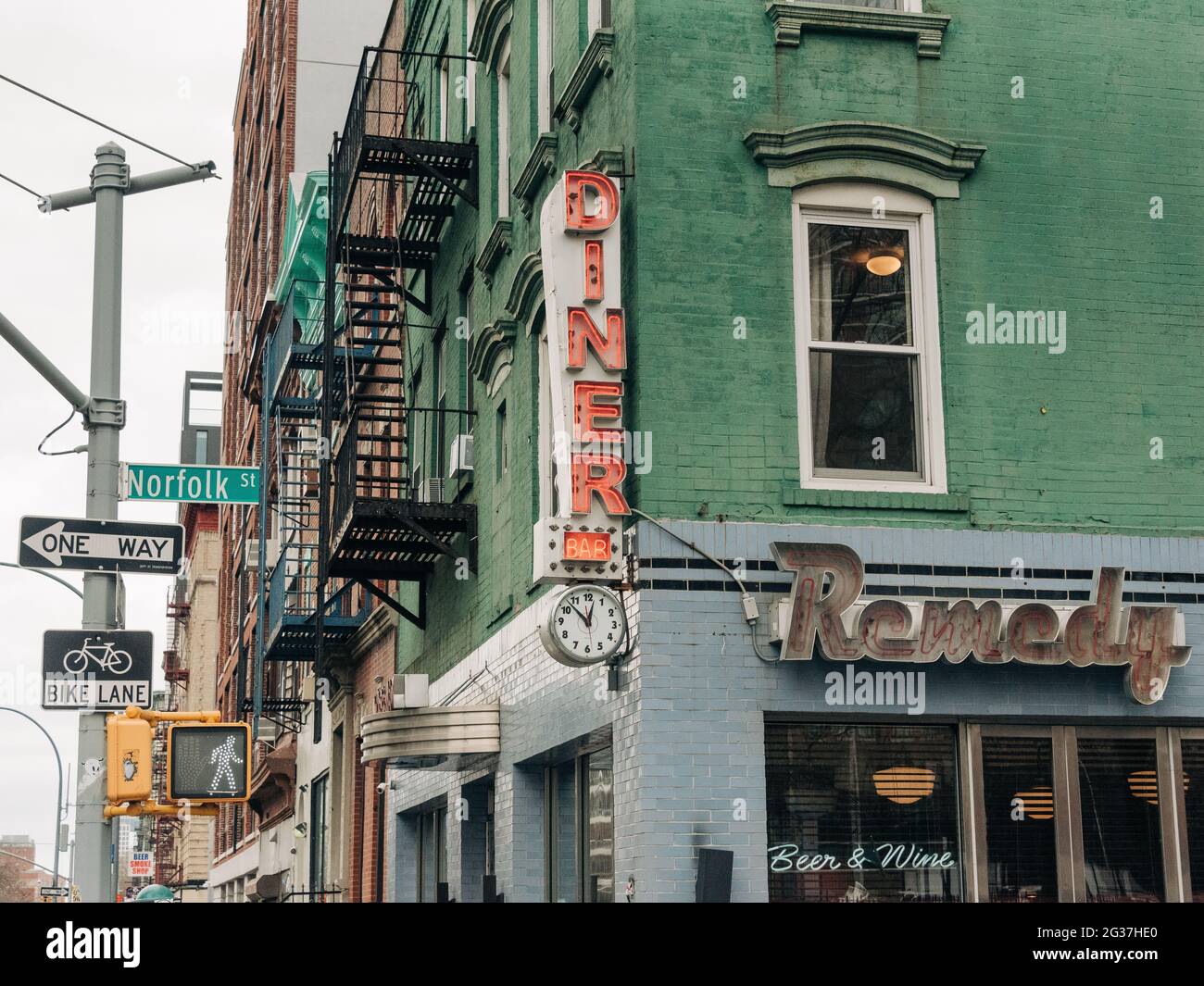 Remedy Diner neon sign, in the Lower East Side, Manhattan, New York ...
