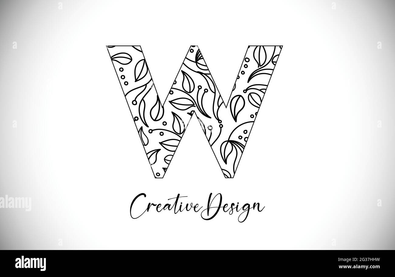 Elegant Letter W Logo made of Flowers with Leafs and Floral Pattern ...